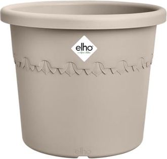 ELHO Algarve Cilindro Wheels 48cm - Großer Blumentopf für den Außenbereich - Pflanzgefäße - 100% recycelter Kunststoff - Beige/Pilzbeige