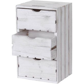 Hhg jamais utilis&eacute;] Commode 518, 3 tiroirs, 53x32x26cm, blanc shabby