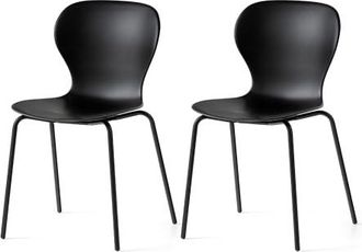 Connubia 2 OPS! St&uuml;hle, Metallgestell, Mattschwarz, Sitz aus 100% recyceltem Polypropylen, Mattschwarz