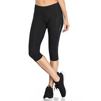 Santic Pantalon Cycliste Femme 3/4 Rembourré Leggings Shorts de Vélo Collants de Cyclisme VTT Coussin Respirant Noir Violet Rose Elastique