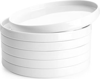 Sweese Flache Dessertteller aus Porzellan, 15,2 - 20,8 cm, Salatteller f&uuml;r K&uuml;che, kleine Vorspeisen, kleines Geschirr-Set, mikrowellen- und sp&uuml;lmaschinenfest