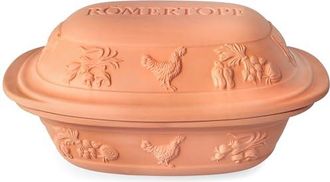 Römertopf Römertopf Rustico Bräter unglasiert, Naturton 3 Liter, ca. 33,5 x 25 x 18 cm, fettfreies Garen für bis zu 4 Personen, geeignet für Backofen und Mikrow