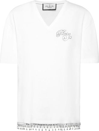 Philipp Plein Femme, Tops, Blanc, Taille: 40 FR T-Shirt V-Neck Ss