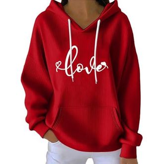 Generic Pull &agrave; capuche pour femme | Design imprim&eacute; coupe ample tenue d&eacute;contract&eacute;e pull &agrave; manches longues sweat &agrave; capuche haut, violet, XXL