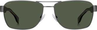 HUGO BOSS Sonnenbrille f&uuml;r Herren/Damen Unisex, Matt (Dunkles Ruthenium/Braun/Gr&uuml;n)
