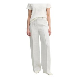 Theory Pantalon large en lin m&eacute;lang&eacute; pied-de-poule - Femme - Pantalons - Gris - Taille: 40 FR