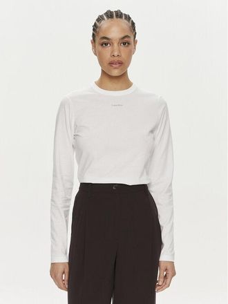 Calvin Klein Bluse Nano Logo K20K207572 Wei&szlig; Regular Fit