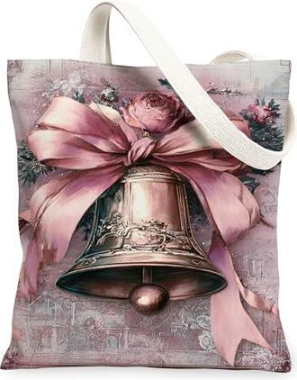 Generic Sac fourre-tout vintage en toile, motif floral &eacute;l&eacute;gant, sac d&eacute;picerie r&eacute;utilisable, vacances festives, l&eacute;ger et lavable, p&ecirc;che, 13x15 Inch