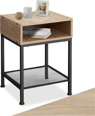 TecTake Nachttisch, Beistelltisch Couch mit offenem Fach und Gitterablage, Pflanzenständer, Möbel Deko Schlafzimmer, Nachtschrank, Wohnzimmer Möbel, Zimmer De