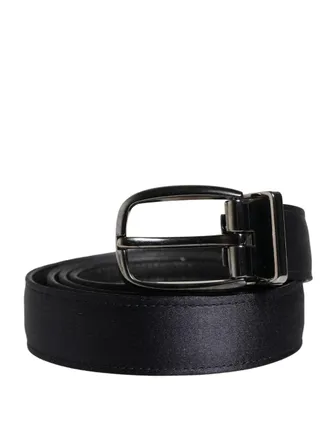 Dolce & Gabbana Men Black Classic Viscose Metal Buckle Belt Silk Calf