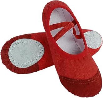 Generic GLDFW Chaussons de danse en toile pour filles et femmes avec semelle souple, Rouge, 40 2/3 EU