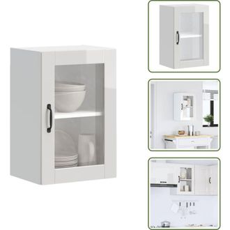 vidaXL K&uuml;chen-H&auml;ngeschrank mit Glast&uuml;r Porto Hochglanz-Wei&szlig; - K&uuml;chen-Wandschrank - K&uuml;chen-Wandschr&auml;nke - Wandschrank K&uuml;che - K&uuml;chenschrank