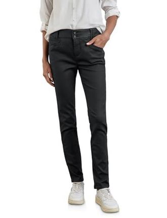 Street One A377897 Pantalon Enduit en Coupe ajust&eacute;e, Noir, 34W / 30L Femmes
