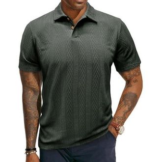 Generic Polo &agrave; manches courtes pour homme - V&ecirc;tements de sport - Col boutonn&eacute; - Coupe droite - Pour le travail, vert militaire, XXL
