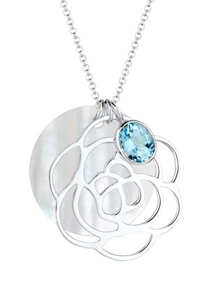 Elli Halskette Silber 925 Perlmutt Scheibe Ornament Blume Anh&auml;nger Kette Damen Topas Schmuck Geschenke f&uuml;r Frauen M&auml;dchen Mama Freundin, Silberkette L&auml;nge 