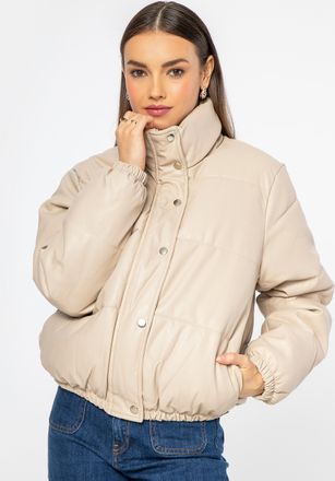 Wittchen Damen-PUFFjacke aus Kunstleder, hellbeige