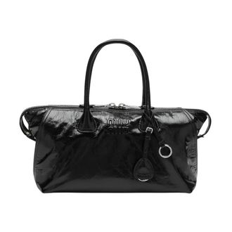 Miu Miu Gl&auml;nzende Lederhandtasche - - Bags - Damen - Schwarzk - ONE SIZE