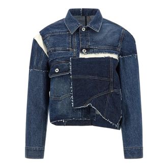 sacai Veste en jean patchwork - Femme - Vestes - Bleu - Taille: 38 FR