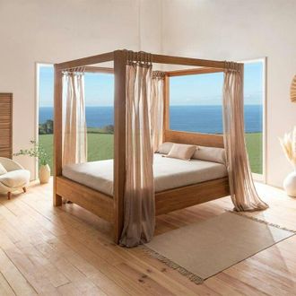 Pier Import Pier Import - Lit baldaquin cadre 160 cm en bois - style naturel verbier