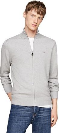 Tommy Hilfiger Pull avec Fermeture Éclair Homme Col Montant, Gris (Light Grey Heather), XXL