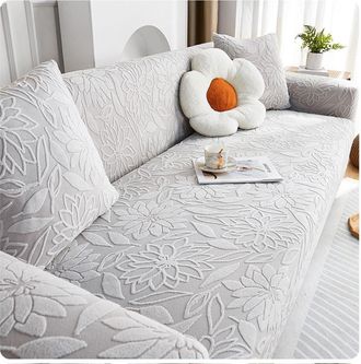 Generic Weicher Jacquard Samtsohbahbezug, Für Alle Jahreszeiten Universelle Elastischer Sofahusse 1 2 3 4 Sitzer Waschbarer Sofaschoner Rutschfester Staubdich