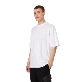 A|X Armani Exchange Herren Oversized Heavy Cotton Jersey Embossed Logo Jumper Polo Sweater, Weiß, XXL EU