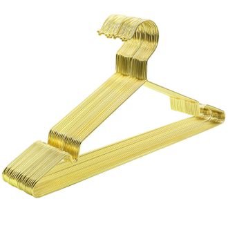 Songmics Kleiderb&uuml;gel aus Metall, 20 St&uuml;ck, stilvoll verchromt, rostbest&auml;ndig, platzsparend, 42 cm lang, Gold CRI044G01