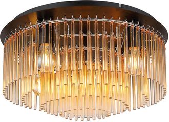 Globo Lighting Wohnzimmerlampe Deckenleuchte Glasst&auml;be Metall Chrom Amber 5-Flammig