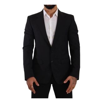 Dolce & Gabbana Schwarzer Slim Fit 2 Knopf Martini Blazer - - Suits - Herren - Schwarzk - M