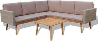 vidaXL 4-tlg. Garten-Lounge-Set mit Auflagen Poly Rattan Grau - Vidaxl