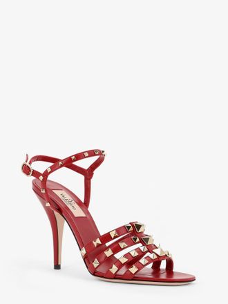 Valentino Garavani Womens Sandals Rockstud Leather Red