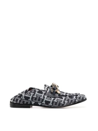 Tommy Hilfiger Womens Chain Detail Monogram Denim Loafers Multiple Colors Shoes > Flats