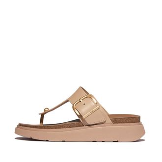 FitFlop Womens Gen-ff Buckle Leather Toe-Post Sandals, beige, 36 EU
