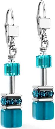 Coeur de Lion Ohrringe - GeoCUBE Iconic Ohrringe Teal silber - Gr. unisize - in Blau - f&uuml;r Damen