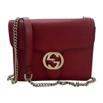 Gucci Pre-owned Interlocking Leder-Schultertasche - - Pre-owned - Damen - Rot - ONE SIZE