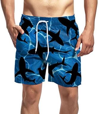 Generic Short de plage d&eacute;t&eacute; pour homme - Imprim&eacute; - Short de plage d&eacute;contract&eacute; et ample - Avec poche - Pour l&eacute;t&eacute; - Doux - Pour les vacances - Coupe droite, ble