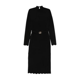 Twinset Rippstrick-Minikleid mit G&uuml;rtel - - Dresses - Damen - Schwarzk - S