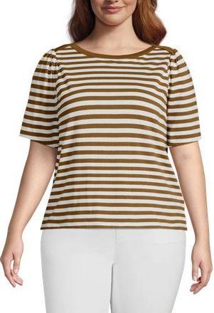 Lands End Supima-Shirt mit U-Boot-Ausschnitt, Damen, Größe:52-54 plus, Braun, Baumwolle, by Lands End
