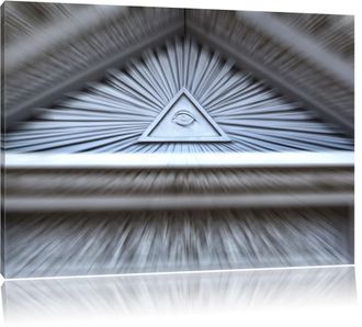 Pixxprint Dach mit Illuminati Auge, Größe: 120x80cm, Leinwandbild, fertig gespannt, Wandbild, Dekoration, Kunstdruck, kein Poster