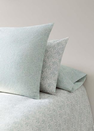 Mango Taie doreiller percale de coton imprim&eacute; palmiers 45x110 cm vert pastel - Home - 45x110cm - MANGO HOME
