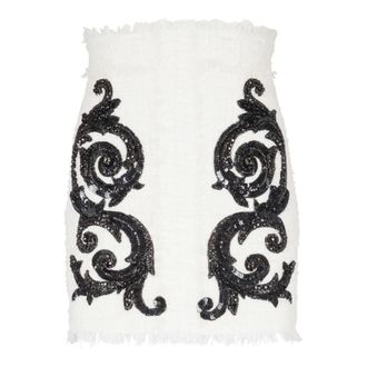 Balmain Femme, Jupes, Blanc, Taille: 36 FR Baroque tweed skirt