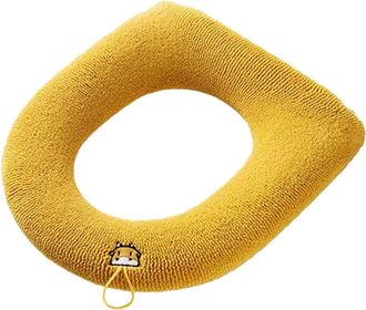 Generic Bathroom Soft Thicker Warmer - Plush Toilet Lid Pad with Lifting Handle, Elastic Washable Seat Protector for Hygienic Comfort, Non-Slip Insulated Toil
