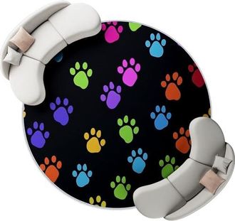 Generic Noir Tapis de Salon Rond 180 cm, Dessin Anim&eacute; Color&eacute; Pattes De Chien Tapis Chambre Antid&eacute;rapant Lavable, Ne Perd Pas Ses Poils Moelleux Moquette pour 