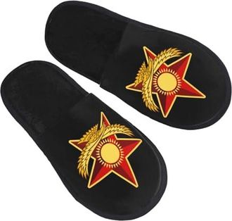 Generic Chaussons Armoiries Militaires Du Kazakhstan Épais Pantoufles Avec Semelle Caoutchouc Slippers Pour Hôtels La Maison Voyage L
