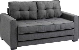 HOMCOM Homcom - Canapé convertible 2 places design contemporain assise dossier capitonnés polyester aspect lin gris