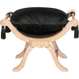 Biscottini International Banc de style baroque 74 x 54 x 46 cm, fauteuil baroque en h&ecirc;tre, tabouret baroque pour la maison, tabouret baroque rembourr&eacute;