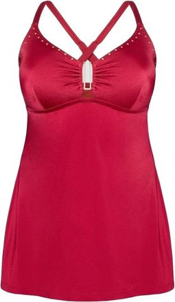 Fiorella Rubino Femme, Maillots de bain, Rouge, Taille: 40 FR Haut de Tankini avec Motif Dor&eacute; et D&eacute;coupe