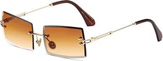 SHEEN KELLY Rectangle Lunettes de soleil sans cadre carr&eacute;es ultra-petites pour femmes Hommes R&eacute;tro Lunettes sans monture