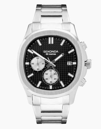 Sekonda Octaire TV - Analoge Herrenuhr in Silberoptik mit silberfarbenem Armband, 40 mm