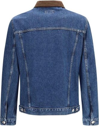 Brunello Cucinelli Suede Collar Denim Jacket - Blue